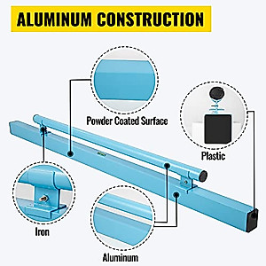VEVOR Combo Concrete Screed, 48" Aluminum Screed Board, Concrete Screed Tool with Built-in Leveling Vial, Lightweight Concrete Screed Board with Comfortable Handle and Plastic Shovel for Construction