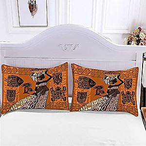 Quilt Cover Queen Size African Symbols 3D Bedding Sets Mask Duvet Cover Breathable Hypoallergenic Stain Wrinkle Resistant Microfiber with Zipper Closure,beding Set with 2 Pillowcase