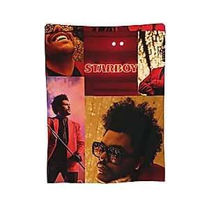 The Singer Weeknd Merchandise Blanket Ultra-Soft Blanket Collage Singer Blanket Flannel Blanket Portable Throw Blanket for Living Room Couch Sofa Rapper Fans Gift 50x40 Inches