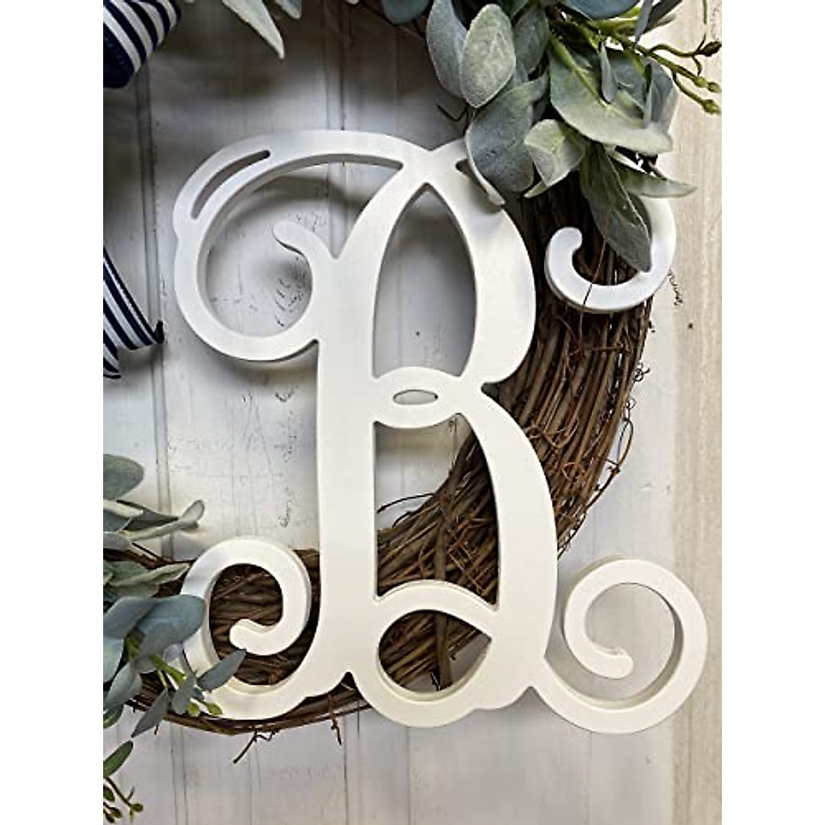 Handmade Eucalyptus Front Door Wreath - Custom Monogram