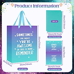 13'' Appreciation Gift Bag Reminder You are Awesome Gift Bag Thank You Gift Bag with Tissue Paper Card Inspirational Gift Bag Good Luck Gift Bag for Employee Teacher Men Women Staff Birthday Christmas