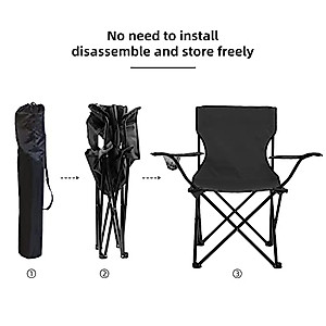 SHSYCER Folding Camping Chairs Portable - Lightweight Camping Chair with Arm Cup Holder, Light Backpacking Beach Outdoor Camping Chairs, Better for Slim People (Black)
