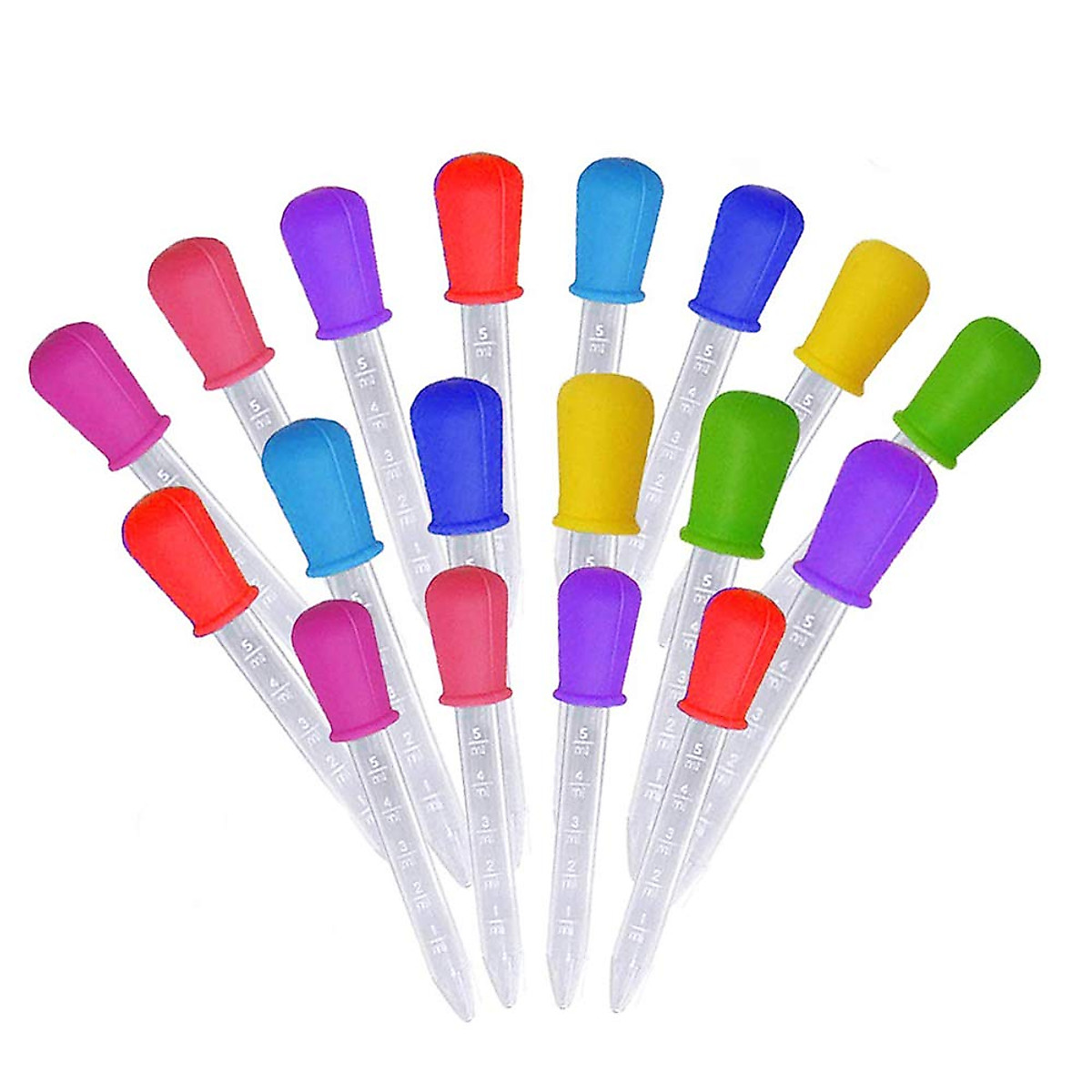 XP-ART 20 Pack Liquid Droppers for Kids Silicone and Plastic Pipettes with Bulb Tip 5 ML Eye Dropper for Candy Molds