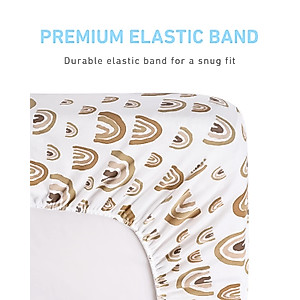 Babebay Pack N Play Sheets Fitted for Pack and Play Mattress and Mini Cribs, Jersey Knit Cotton for Natural Comfort Fitted for Baby Boys and Girls, Soft and Safe, 2 Pack (Rainbow and Sun)