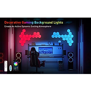 Hexagon Lights (8 Pack) LED Wall Panels, TISOFU RGB Gaming Lights with APP, Smart Modular Panel Hex Tiles Push Glide Expansion Shapes Lights