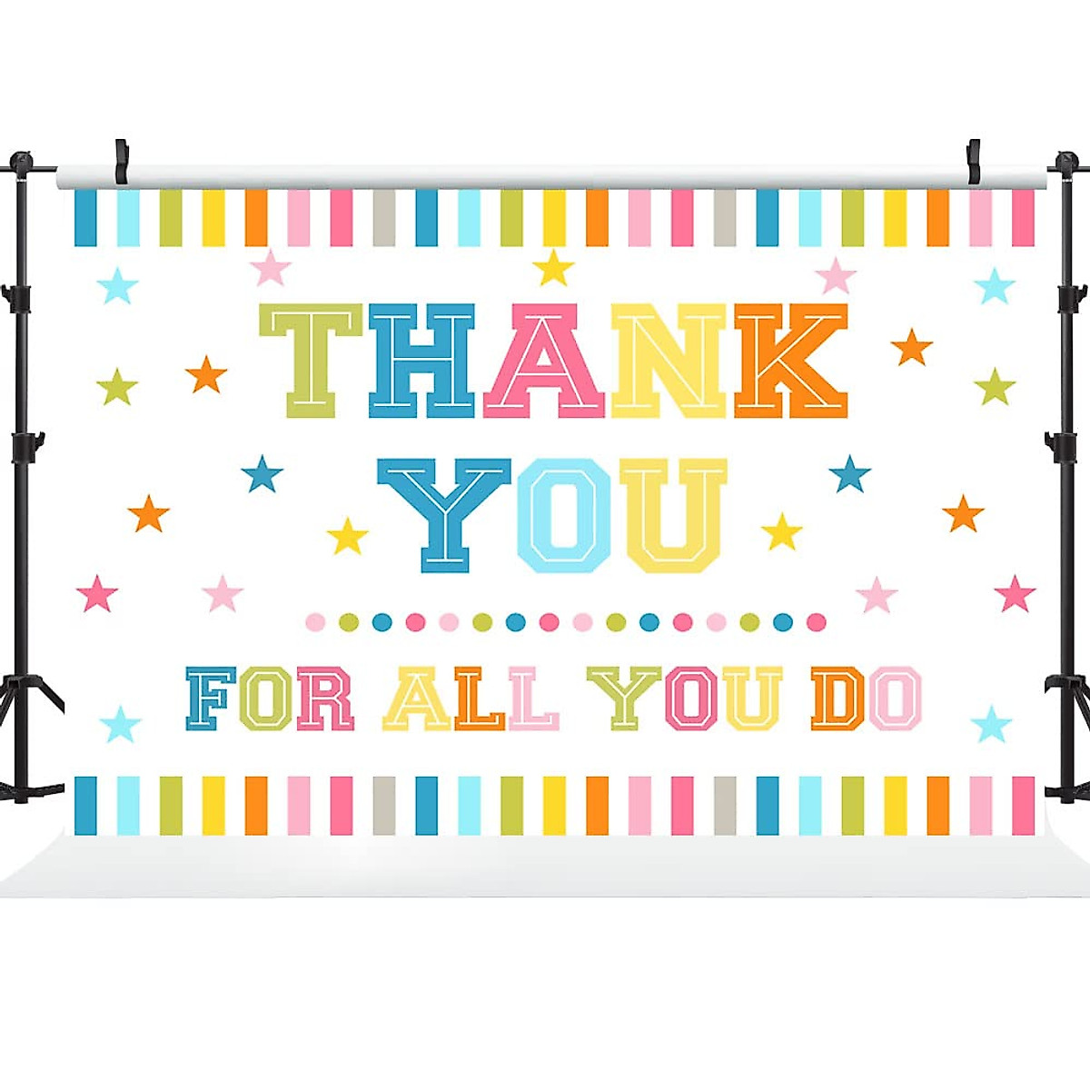 Ticuenicoa 5×3ft Thank You Backdrop Colorful Photography Background Thanks for Teachers Employees Thank You First Responders Support Doctors Nurses Party Decorations Banner Props