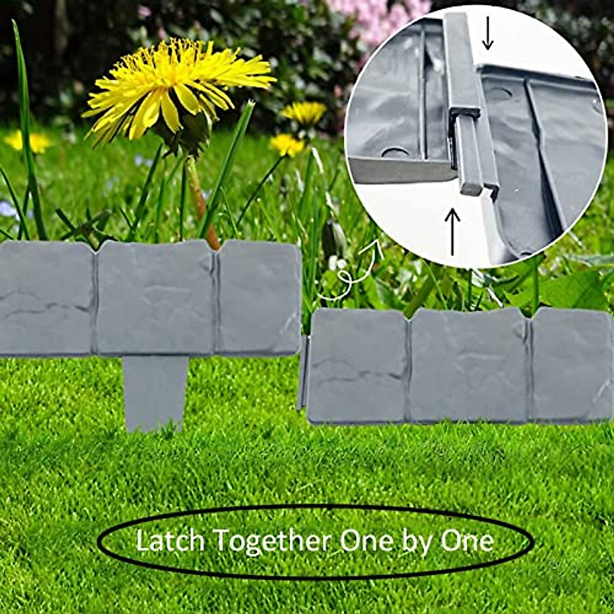 PFCDZDU Garden Landscape Edging Borders No Dig, 20 PCS Plastic Lawn Fence, Interlocking Imitation Stone Edge for DIY Outdoor Patio Balcony Yard ( Color : Gray , Size : 10pcs )