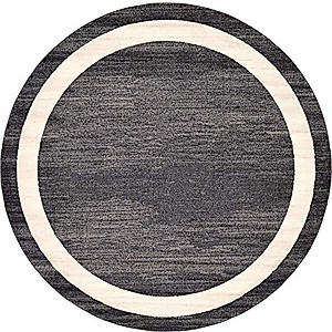 Unique Loom Del Mar Collection Area Rug - Maria (7' 10" Round, Black/ Ivory)