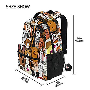ALAZA Cute Doodle Dog Print Animal Large Backpack for Kids Boys Girl School Personalized Laptop iPad Tablet Travel School Bag with Multiple Pockets