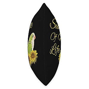Quaker Parakeet Designs Quaker Parrot Green Monk Parakeet Sunshine Sunflower Throw Pillow, 18x18, Multicolor