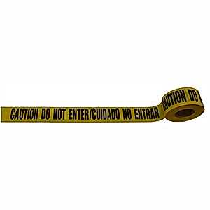 Petra Roc BTBL-CAUTION Barricade Tape 2 Mil 3" x 1000' Yellow/Black Printing, Bilingual CAUTION DO NOT ENTER/Cuidado No Entrar, Yellow