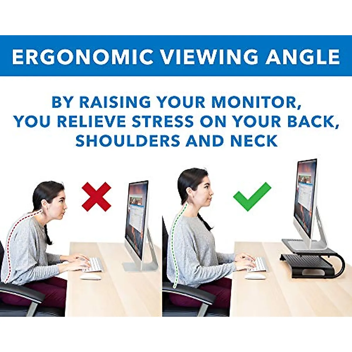 MOUNT-IT! 2 Tier Desk Organizer Riser | Computer Monitor Stand with Keyboard Storage Shelf for Desktops, Laptops, Printers, Home Office Space Saver (2 Shelves)