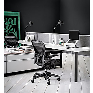 Classic Aeron Chair by Herman Miller - Basic - Graphite Frame - Size B (Medium) - True Black