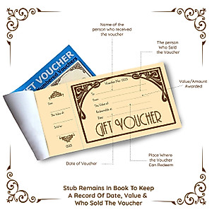 Cherry Art Deco Gift Certificate Cards/Voucher/Gift Coupon Book with Stub 50pages Cardstock 3.9 x 8.3 Inches