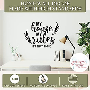 House Rules Decal for Walls Inspirational Wall Quote Family Room Decor Lettering Removable Sticker Made in The USA