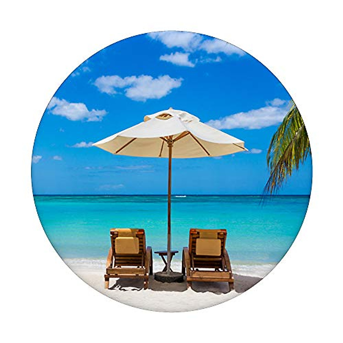 Tropical Beach Chairs Umbrella Romantic Vacation Hawaii Grip PopSockets PopGrip: Swappable Grip for Phones & Tablets