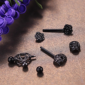 ORAZIO 7 Pairs 14G Nipplerings for Women Stainless Steel Heart Shape CZ Tongue Nipple Rings Barbell Piercing Body Jewelry