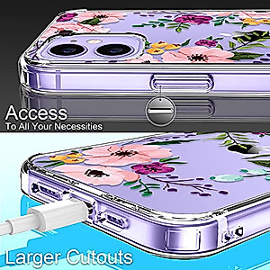 GiiKa for iPhone 12 Case, iPhone 12 Pro Case with Screen Protector, Clear Full Body Protective Floral Girls Women Shockproof Hard Case with TPU Bumper Cover Phone Case for iPhone 12, Small Flowers