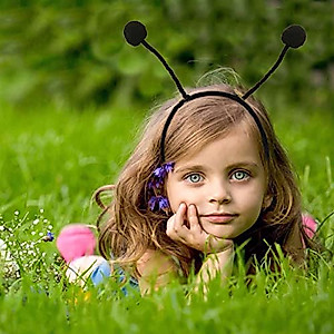 Utavu Bee Antenna-Headband for Kids Adults Girls Boys Ladybug Insect Headbands as Halloween Dress Up Costume Accessory for Pretend Play Party Favors with Pompom Balls, Black