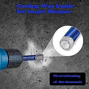 Larouoba 8 pc Diamond Drill Bit, Masonry Drill Bits Set for Porcelain Tile Ceramic Stone Granite Marble Hex Shank Diamond Hole Saw Drill Bit with Size 3/16” to 9/16” (Blue)