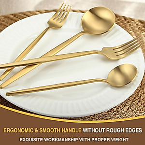 Gold Silverware Set with Organizer, AIVIKI 40-Piece Stainless Steel Flatware Set for 8,Matte Gold Cutlery Set Utensils Set, Satin Finish Tableware Set for Home Restaurant, Include Knife Fork Spoon Set