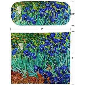 Vincent Van Gogh Painting Art Premium Quality Irises Eyeglass Case and Matching Microfiber Eyeglass Cleaning Cloth