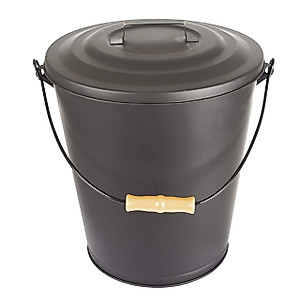 Pleasant Hearth Fireplace Ash Bucket with Lid,Black