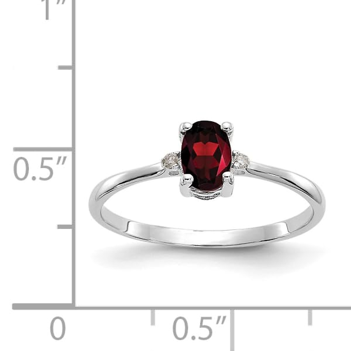 IceCarats 10K White Gold Diamond Red Garnet Ring Gemstone Band April January Birthstone Jewelry Size 6