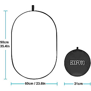 BDDFOTO 24"x35"/60x90cm Reflector Photography 5-in-1, Ellipse Light Reflector Multi-Disc with Bag Translucent, Silver, Gold, White and Black for Studio Photography Lighting and Outdoor Lighting