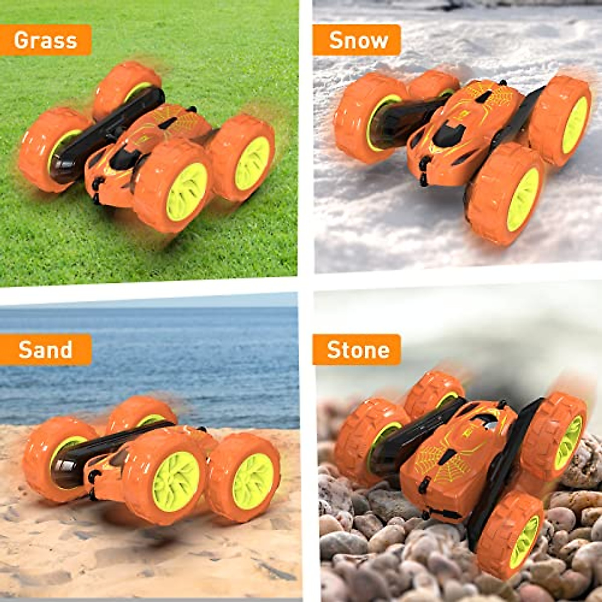 Remote Control Car, Lotmey RC Cars with Double Sided 360° Flips, RC Stunt Car with USB Charging Without Removing The Battery, 4WD Off Road Remote Control Car for Boys 4-7,8-12