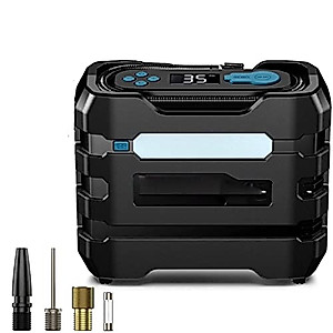 Car Tire Inflator, 12V DC Air Compressor w/ 3 LED Light Modes - Blue