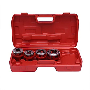 ZAWAYINE Handheld Pipe Threader Ratchet Kit W/5 Stock Dies Set, Portable Manual Ratcheting BSPT Pipe Threading Tool Set, Portable Pipe Die Set 3/8",1/2",3/4",1",1-1/4"