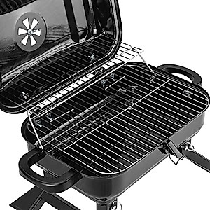 Portable Charcoal Grill Outdoor BBQ for Camping Folding Tabletop Grill with Lid for Outdoor Cooking Picnic Black