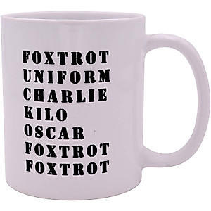 Rogue River Tactical Funny Coffee Mug Military Alphabet Novelty Cup Great Gift Idea For Military Veteran