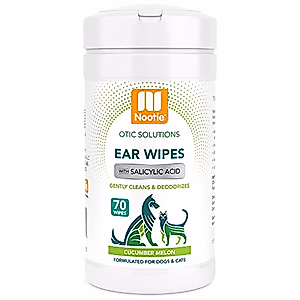 Nootie Dog & Cat Ear Wipes with Salycyclic Acid- Cucmber Melon - 70 Wipes - Vegan Friendly - Sold in Over 5000 Vet Clinics