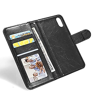 QLTYPRI for iPhone XR Case, [Detachable] Magnetic Wallet Case Durable PU Leather TPU Bumper with Card Holder Kickstand Shockproof Flip Wallet Case for Apple iPhone XR - Black