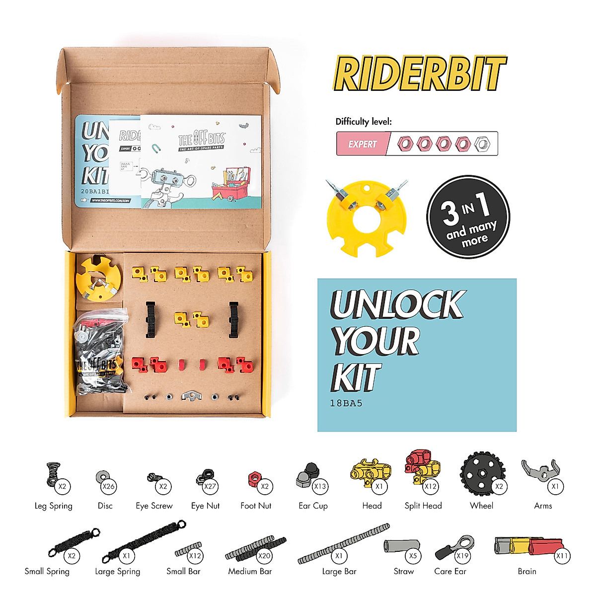 The Off Bits Motorbike Stem Building Toys, RiderBit Educational Build Your Own Robot Toy for Kids 8+ Year Old Boys and Girls, Stem Toys Engineering Kit, Vehicle Construction Toys Steam Gift