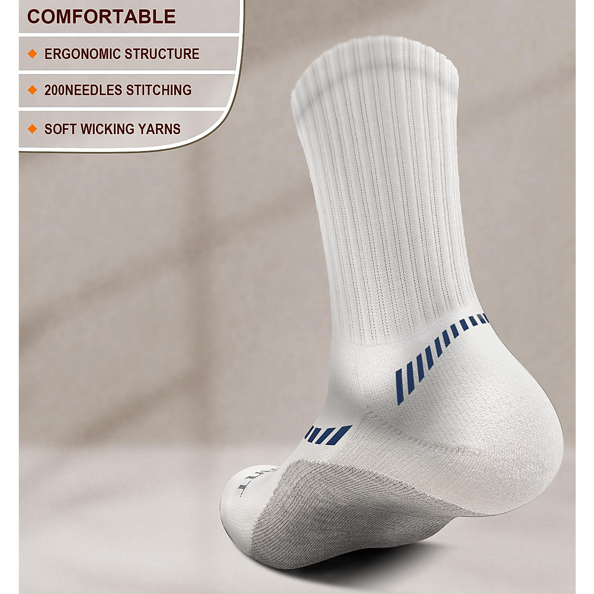 BULLIANT Compression Socks for Men 6Pairs, Athletic Crew Socks Cushioned For Men Sports Running-Arch Support(6Pairs,Shoes Size:Men 9-10)