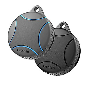 Encased Waterproof Airtag Case Compatible with Apple Airtag Keychain Holder Black Blue - 2 Pack