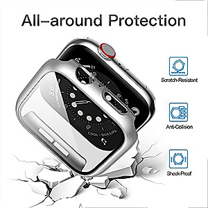 Haojavo 12 Pack Case Compatible for Apple Watch 44mm SE(2022) Series 6/5/4/SE(2019) Tempered Glass Screen Protector, Full Hard PC Scratch Resistant Bumper Protective Cover for iWatch Accessories