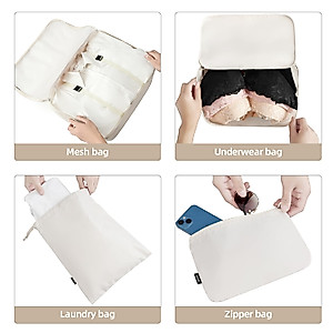 BAGAIL 10 Set Packing Cubes Various Sizes Packing Organizer for Travel Accessories Luggage Carry On Suitcase-Cream