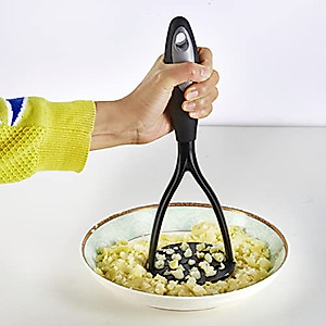 KSENDALO Multifunctional Kitchen Cooking Tool – Potato Masher, Avocado Masher, Bean Masher - Nonstick Degradable Nylon Blade with Comfortable Rubber Wrapped Handle, Degradable Nylon Blade, Black