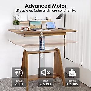 Standing Desk, Electric Height Adjustable Desk with 100% Solid Walnut Wood, Adjustable Height from 29.1″-47.6″, Advanced Motor, Silent & Smooth Lift, Smart Controller, Sit Stand Desk for Home Office