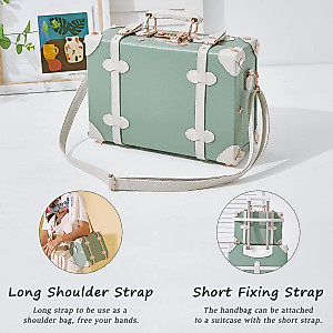 Unitravel 3 Piece Vintage Combination Suitcase Set, Hard Shell Retro Travel Trunk Luggage with Train Bag for Women (Matcha Green, 26"+20"+12")
