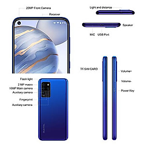 Smartphones Unlocked,Android 10 Cell Phone,2021 OUKITEL C21 6.4 Inch FHD+ Screen,20MP Front+4 Rear Cameras,Gaming Processor 4+64GB,4000mAh Battery,Dual SIM 4G Support T-Mobile AT&T,Fingerprint&Face ID