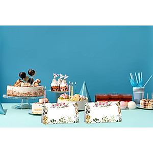 Table Place Card for Baby Shower, 25 Pcs Tent Cards Set with Floral Design, Editable Name Cards for Table Seating, Wild Animal Birthday Party Food Lables, Safari Jungle Baby Shower Decorations(13)