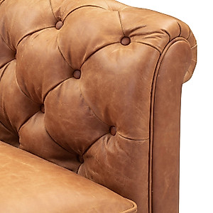 POLY & BARK Lyon Lounge Chair in Full-Grain Pure-Aniline Italian Leather in Cognac Tan
