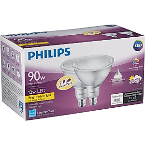 Philips PAR 38 E26 (Medium) LED Floodlight Bulb Bright White 90 Watt Equivalence 2 pk
