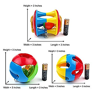 Hypeety Parrot Colorful Ball Toys with Bell Cage Hanging Chewing String for Parakeet Conure Cockatiel Small Medium Birds (A+B+C)