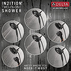Delta Faucet 5-Spray In2ition Dual Shower Head with Handheld Spray, H2Okinetic Matte Black Shower Head with Hose, Showerheads, Handheld Shower Heads, Magnetic Docking, Matte Black 58480-BL-PK
